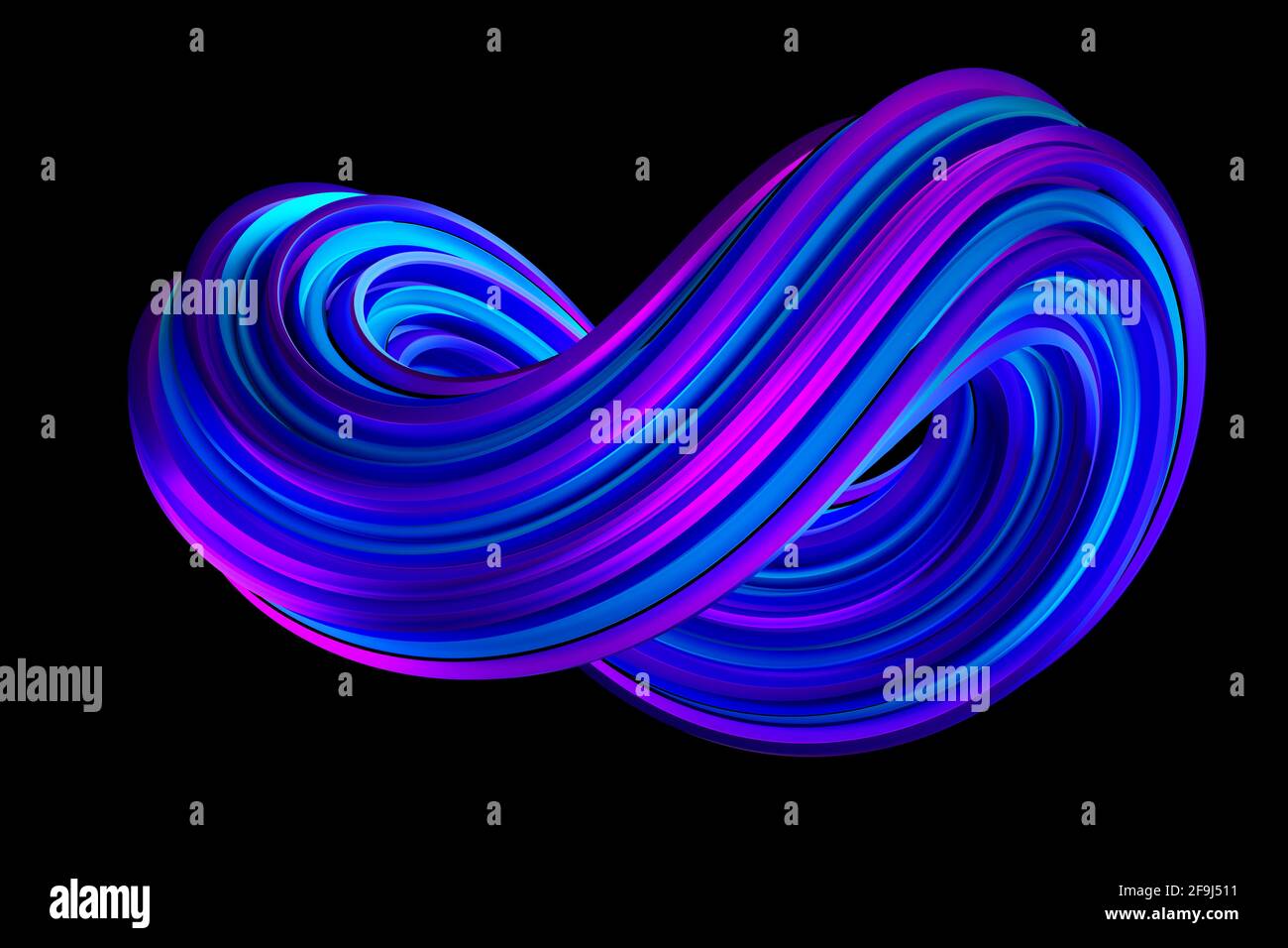 Abstract 3d render of colourful twisted shape with metallic surface ...