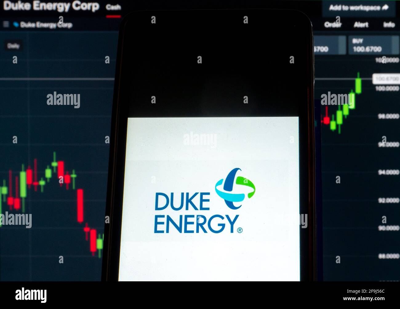 In this photo illustration, a Duke Energy Corporation logo seen ...