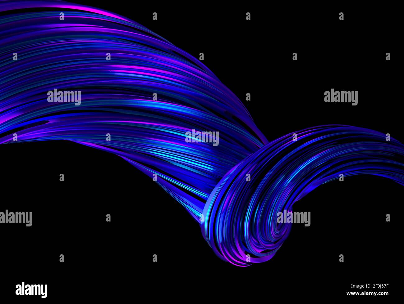 Abstract 3d render of colourful twisted shape with metallic surface ...