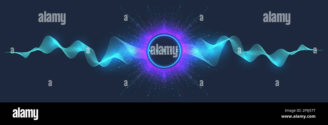 Music abstract background. Music wave poster design. Sound flyer with ...