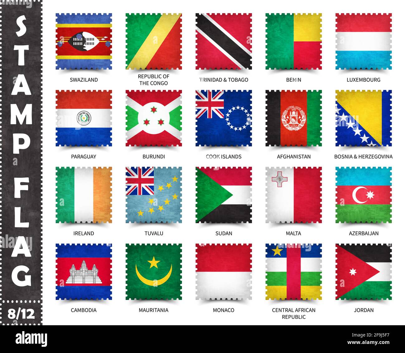 Stamp with official country flag pattern and old grunge texture and ...