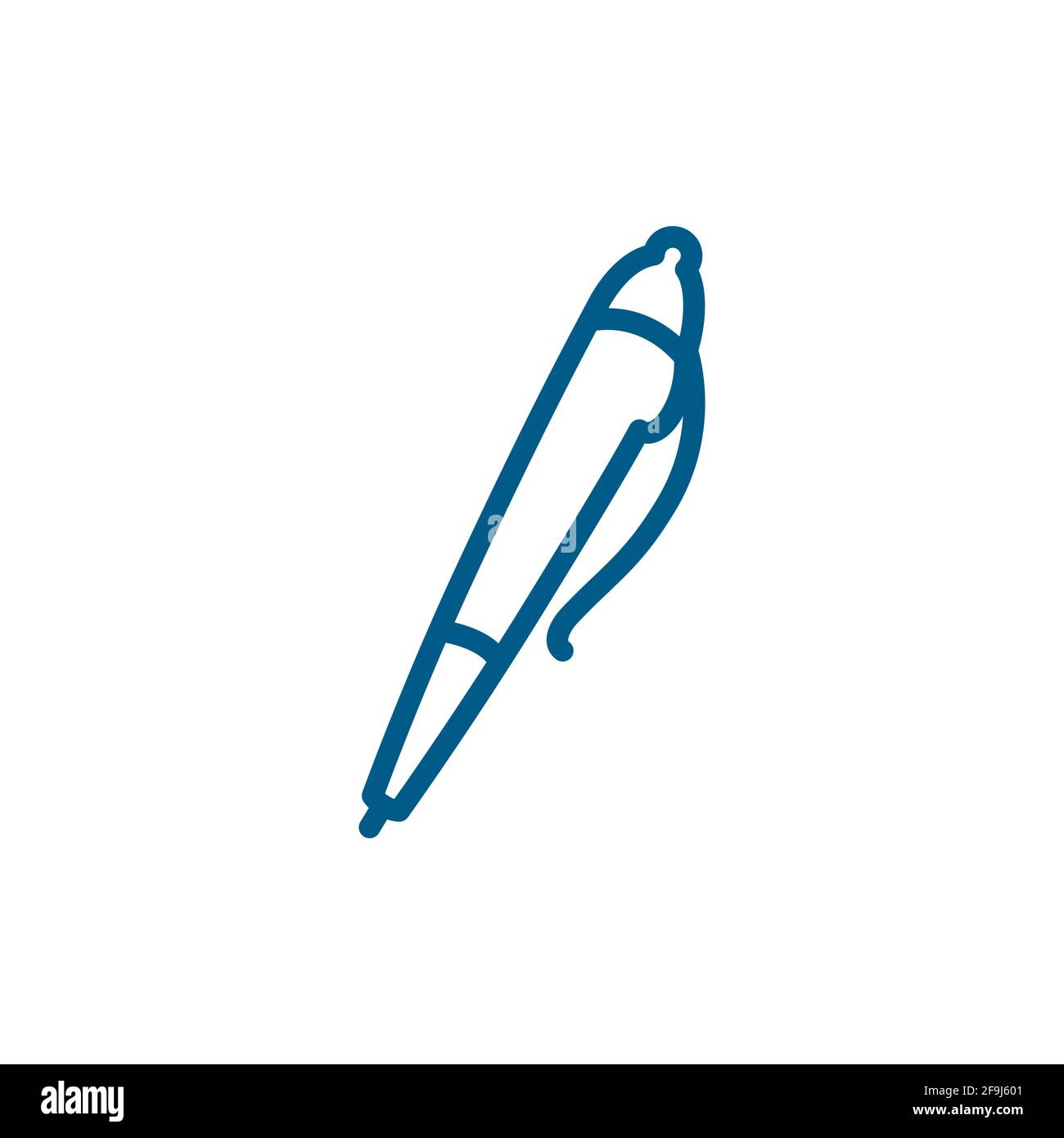 Pen Line Blue Icon On White Background. Blue Flat Style Vector ...