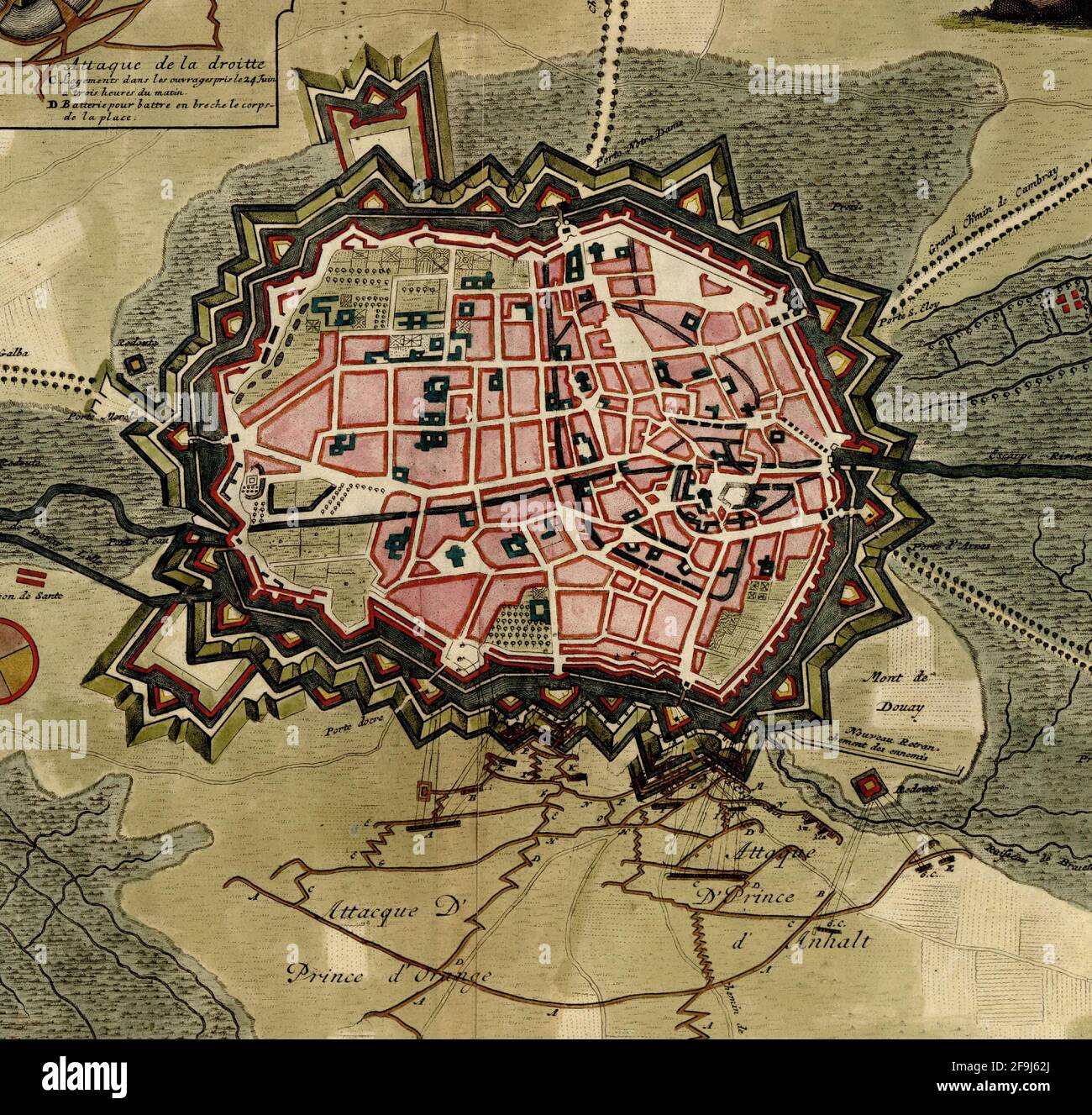 Shot of 18th century vintage map of fortified city Stock Photo - Alamy
