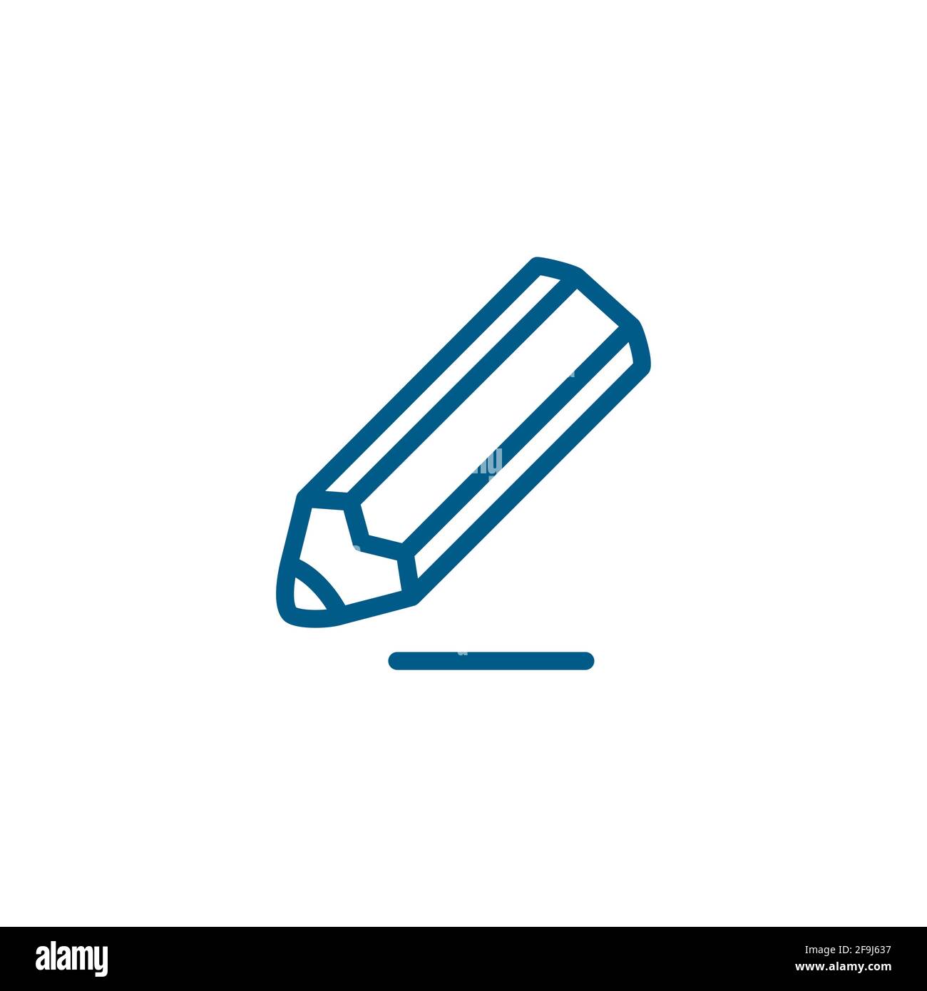 Pencil Line Blue Icon On White Background. Blue Flat Style Vector ...