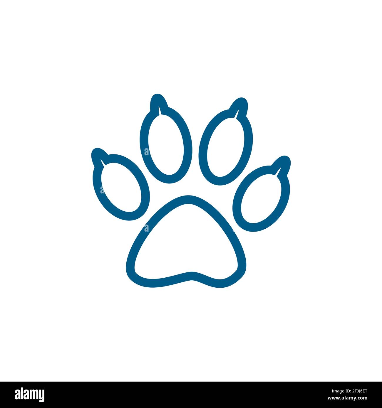 Paw Line Blue Icon On White Background. Blue Flat Style Vector ...