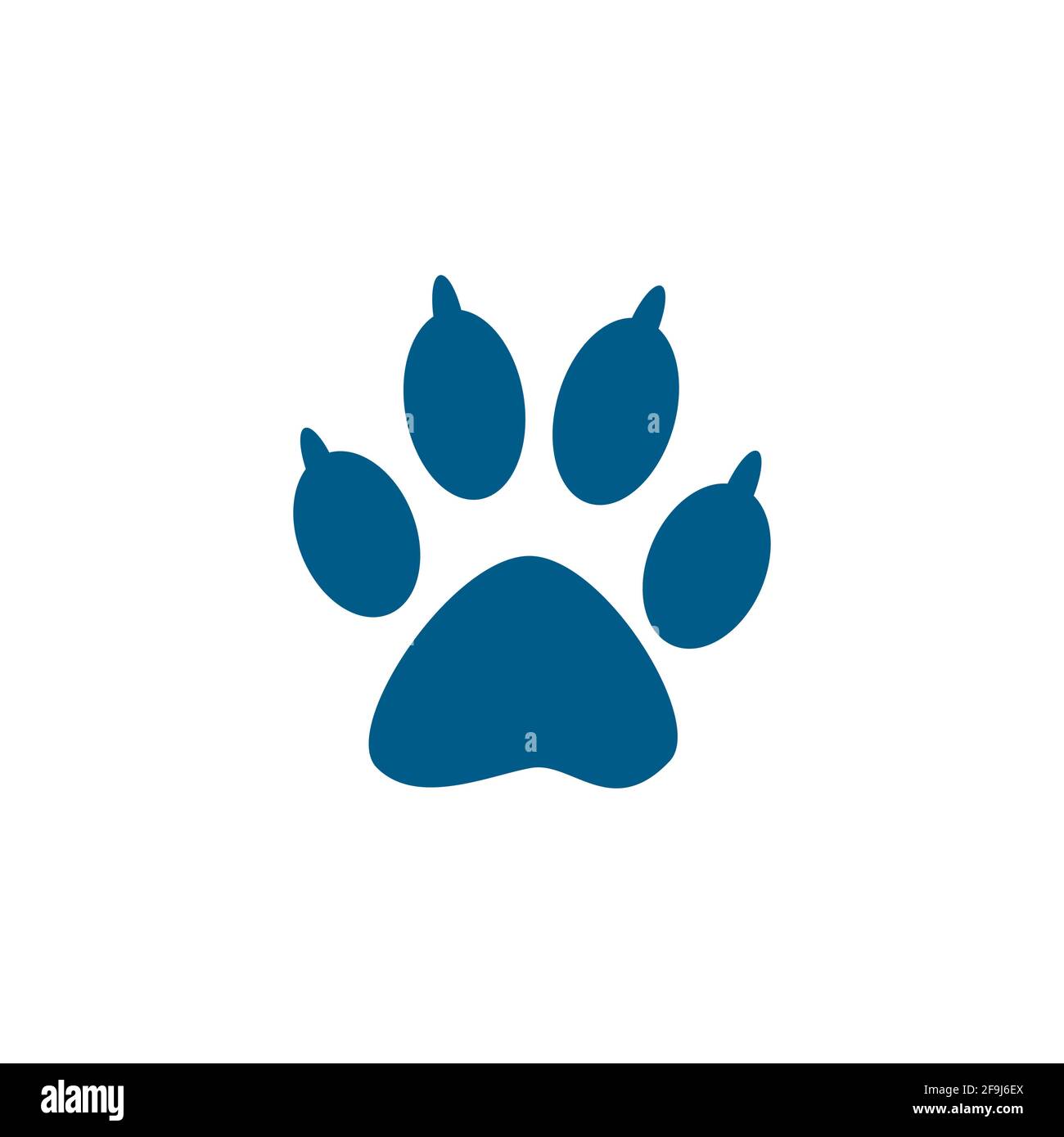 Paw Blue Icon On White Background. Blue Flat Style Vector Illustration ...