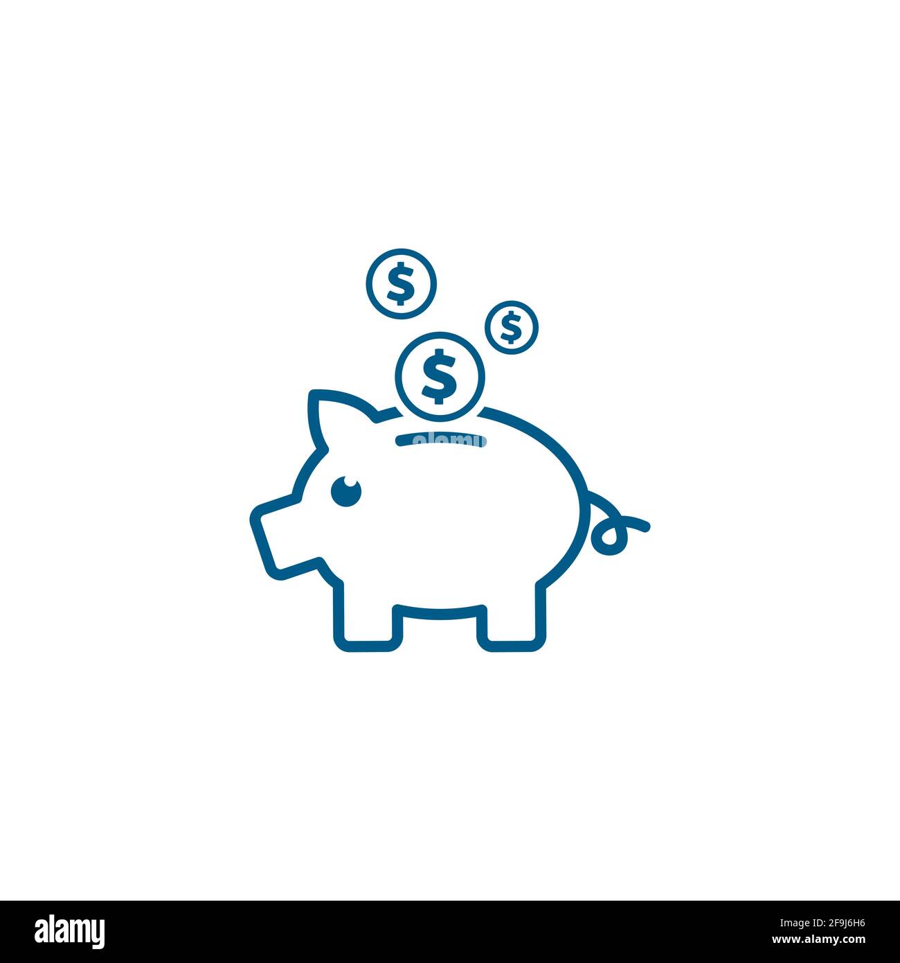 Piggy Bank Line Blue Icon On White Background. Blue Flat Style Vector ...