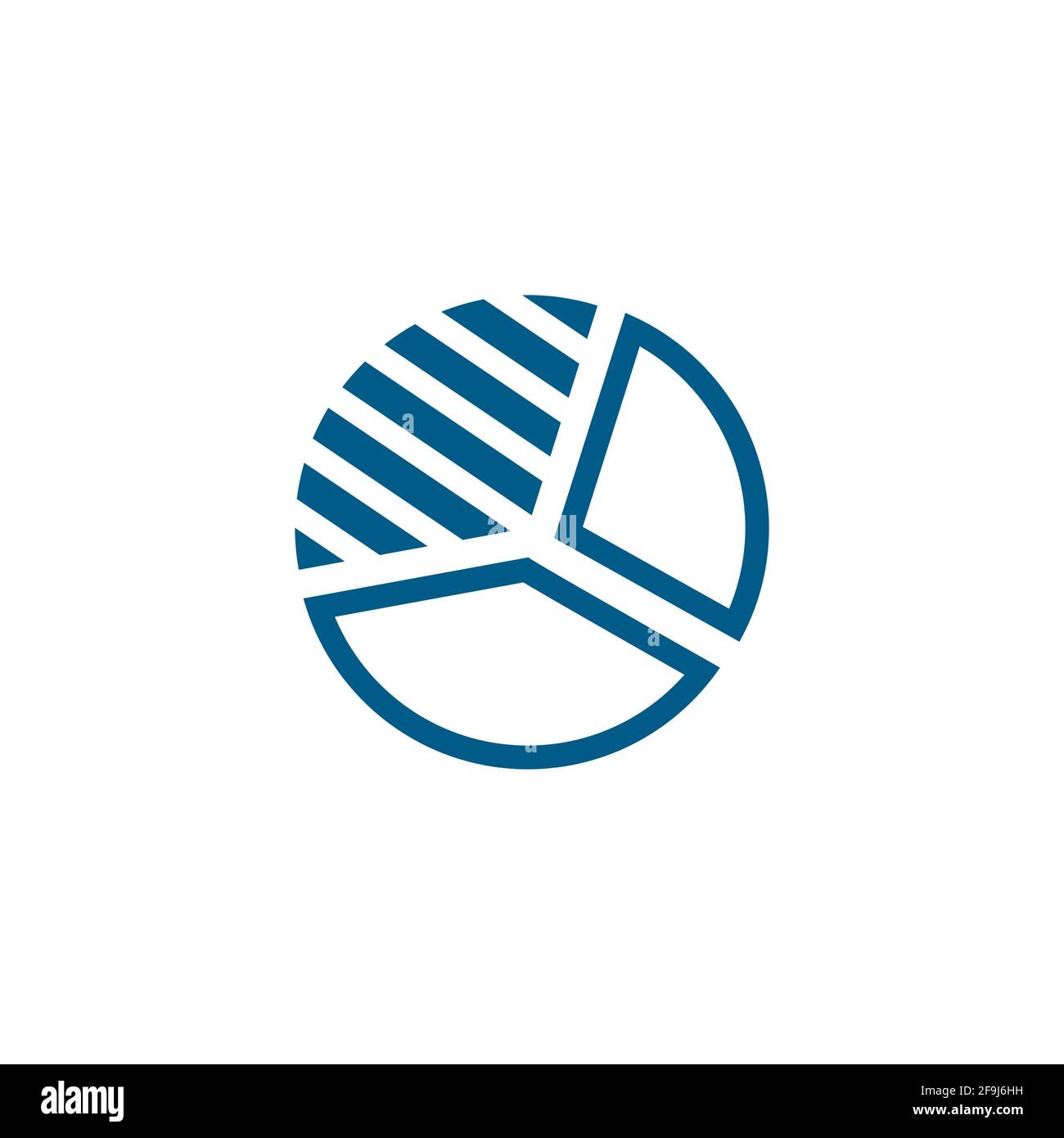 Pie Chart Line Blue Icon On White Background. Blue Flat Style Vector ...