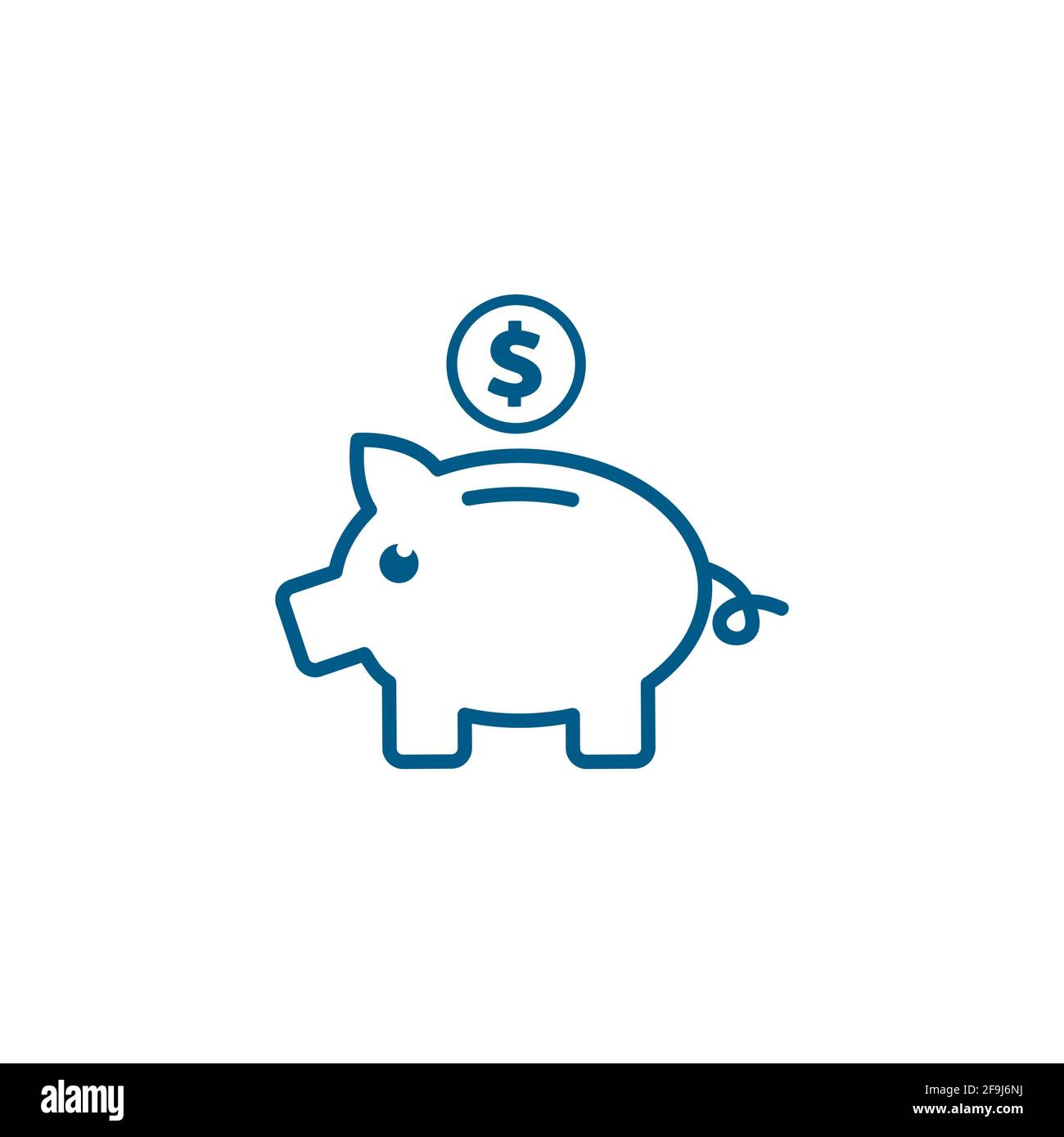 Piggy Bank Line Blue Icon On White Background. Blue Flat Style Vector ...