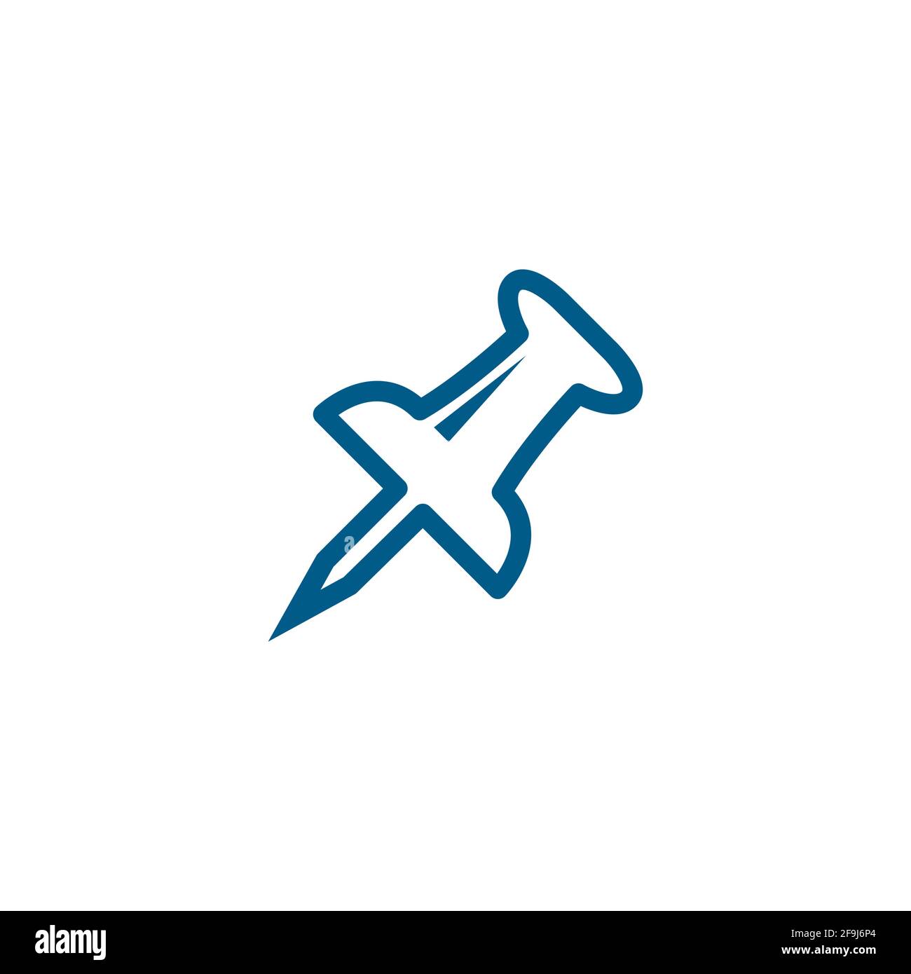 Push Pin Line Blue Icon On White Background. Blue Flat Style Vector ...