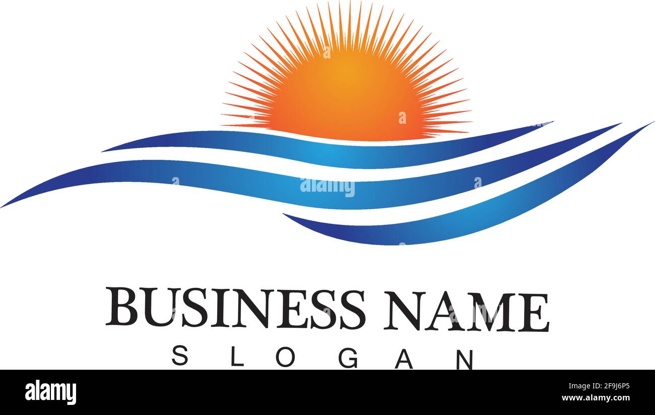 Water wave and sun icon vector illustration design logo Stock Vector ...