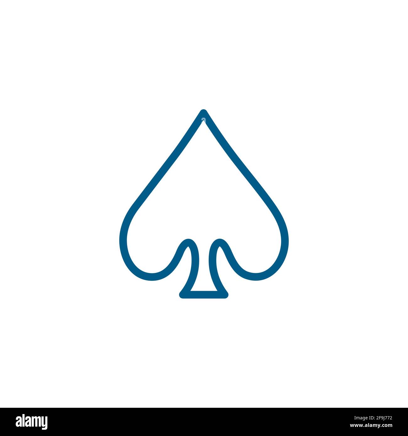 Playing Card Spade Line Blue Icon On White Background. Blue Flat Style ...