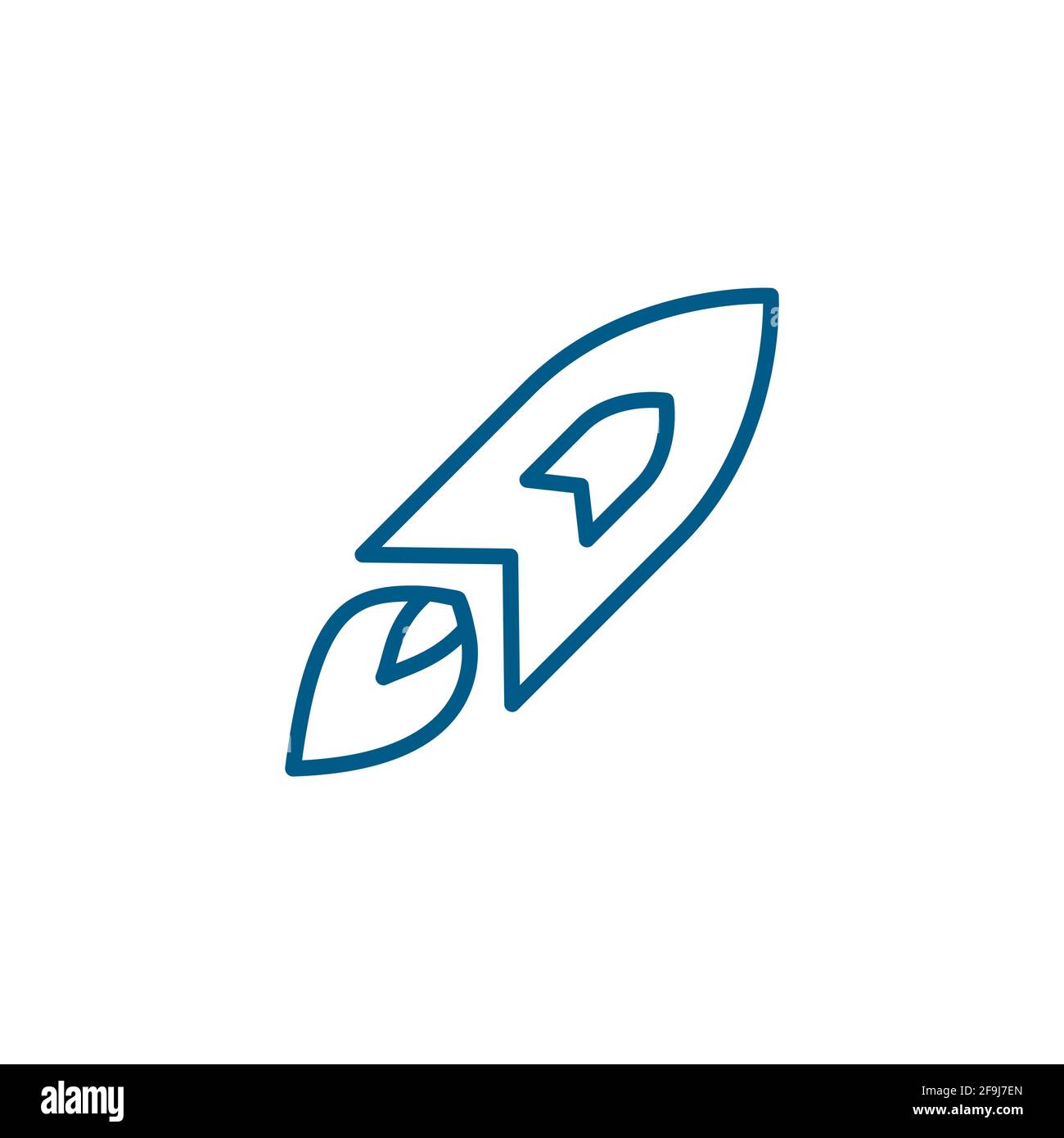 Rocket Line Blue Icon On White Background. Blue Flat Style Vector ...