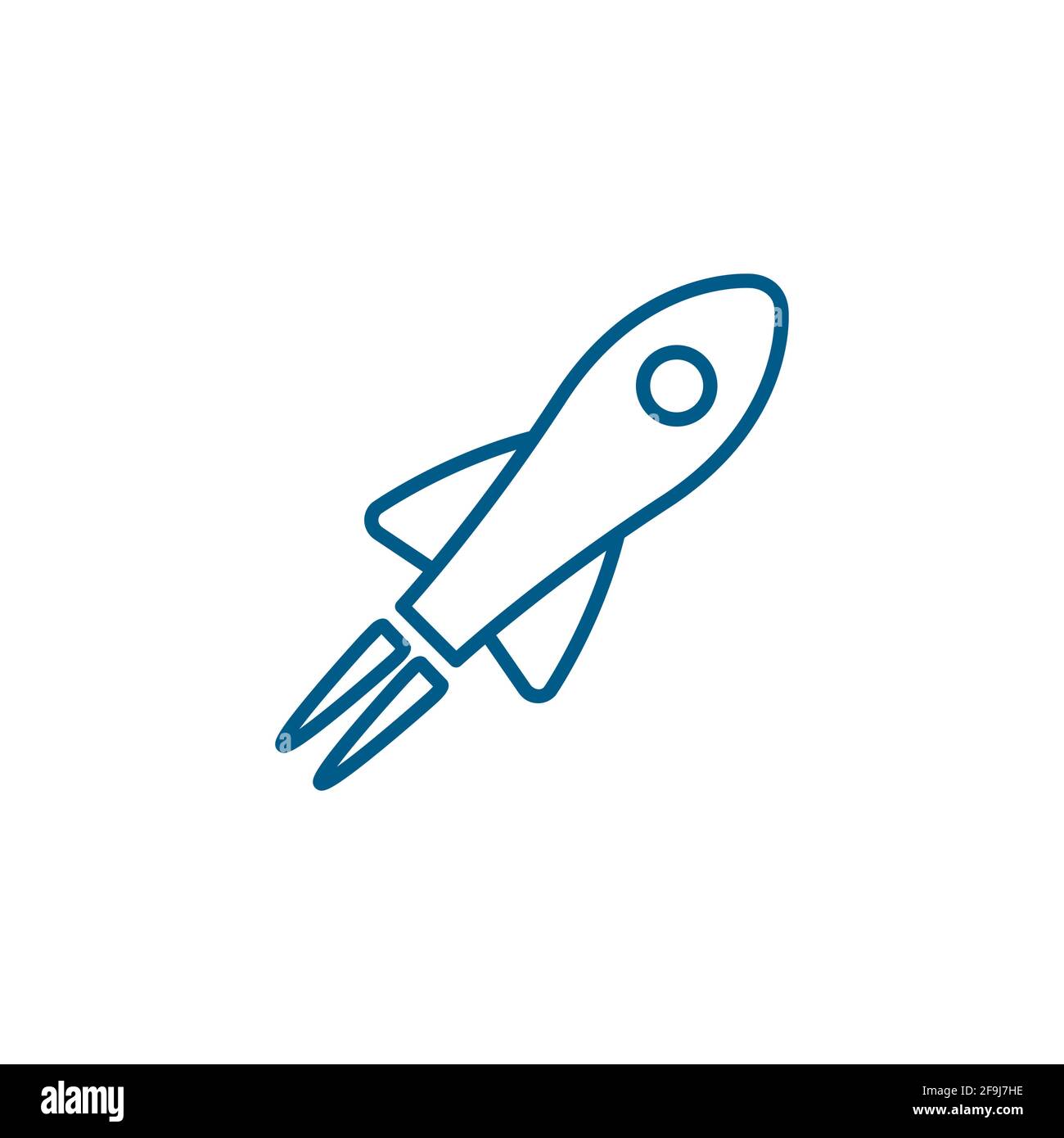 Rocket Line Blue Icon On White Background. Blue Flat Style Vector ...