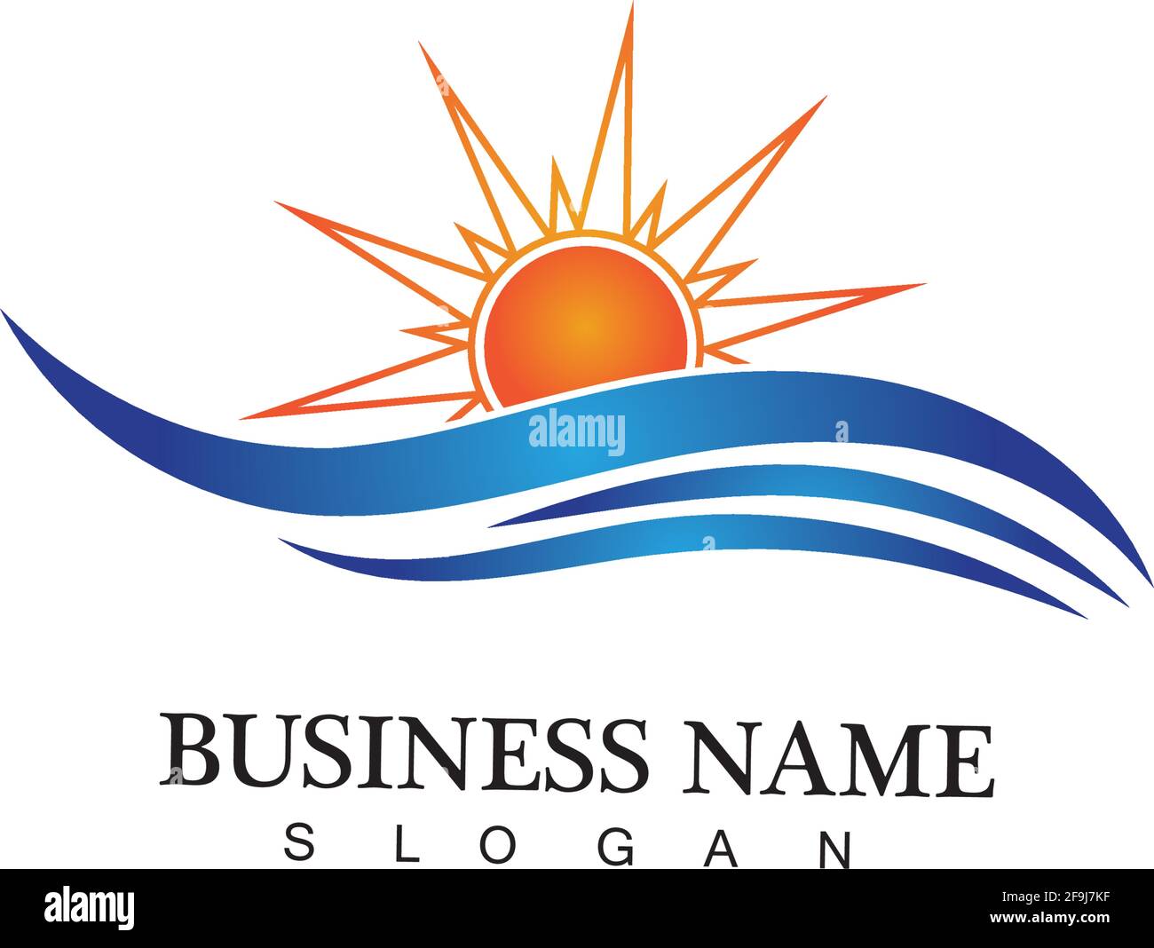 Water wave and sun icon vector illustration design logo Stock Vector ...