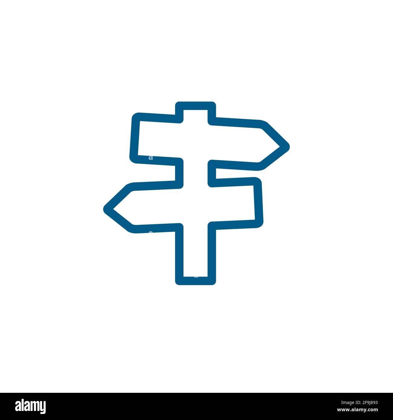 Signpost Line Blue Icon On White Background. Blue Flat Style Vector ...