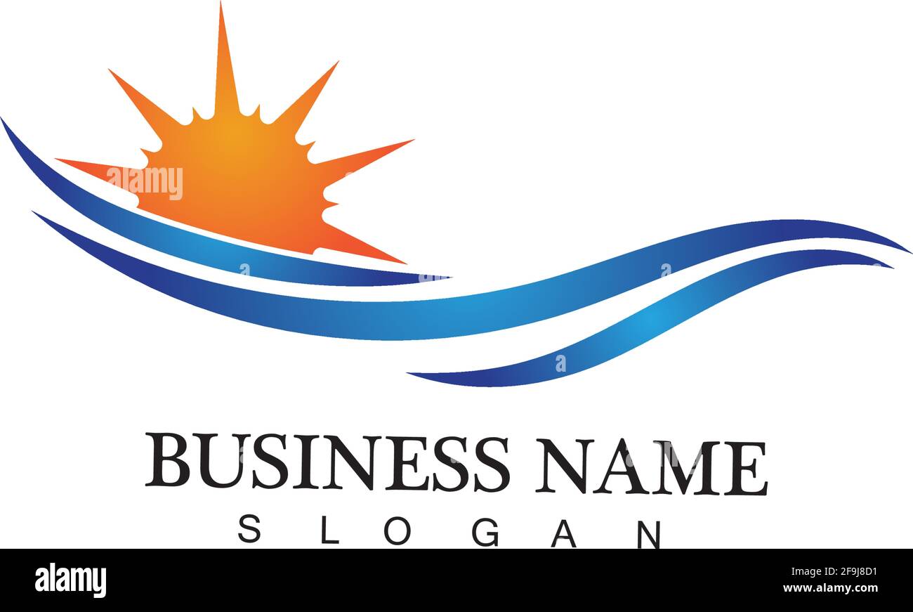 Water wave and sun icon vector illustration design logo Stock Vector ...