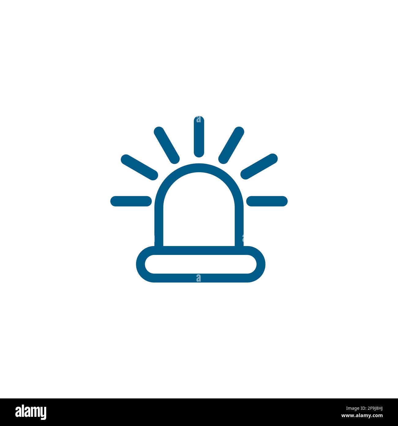 Siren Light Line Blue Icon On White Background. Blue Flat Style Vector ...