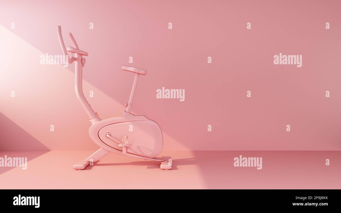 pink exercise bike in ray light. 3d rendering Stock Photo - Alamy