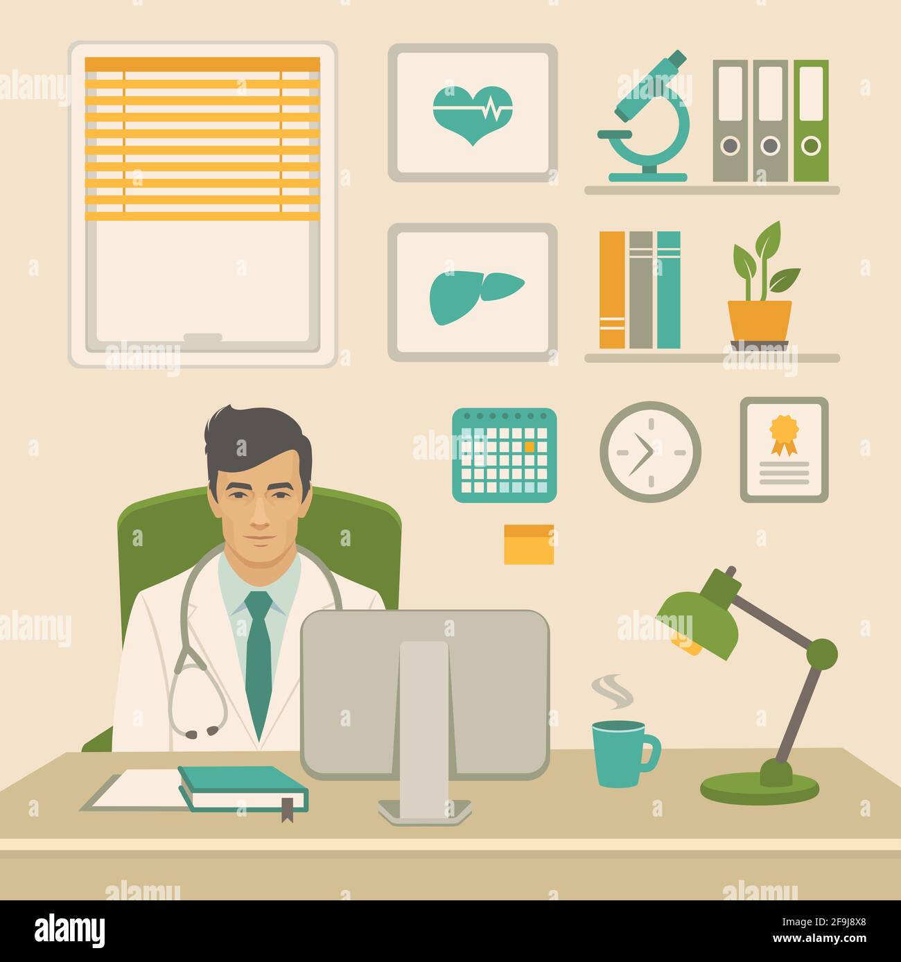 Cartoon doctor computer desk hi-res stock photography and images - Alamy