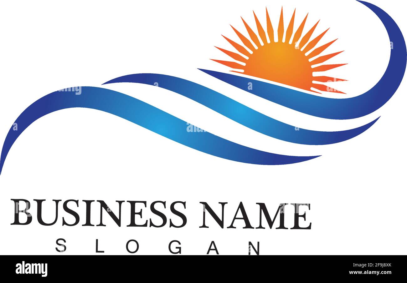 Water wave and sun icon vector illustration design logo Stock Vector ...