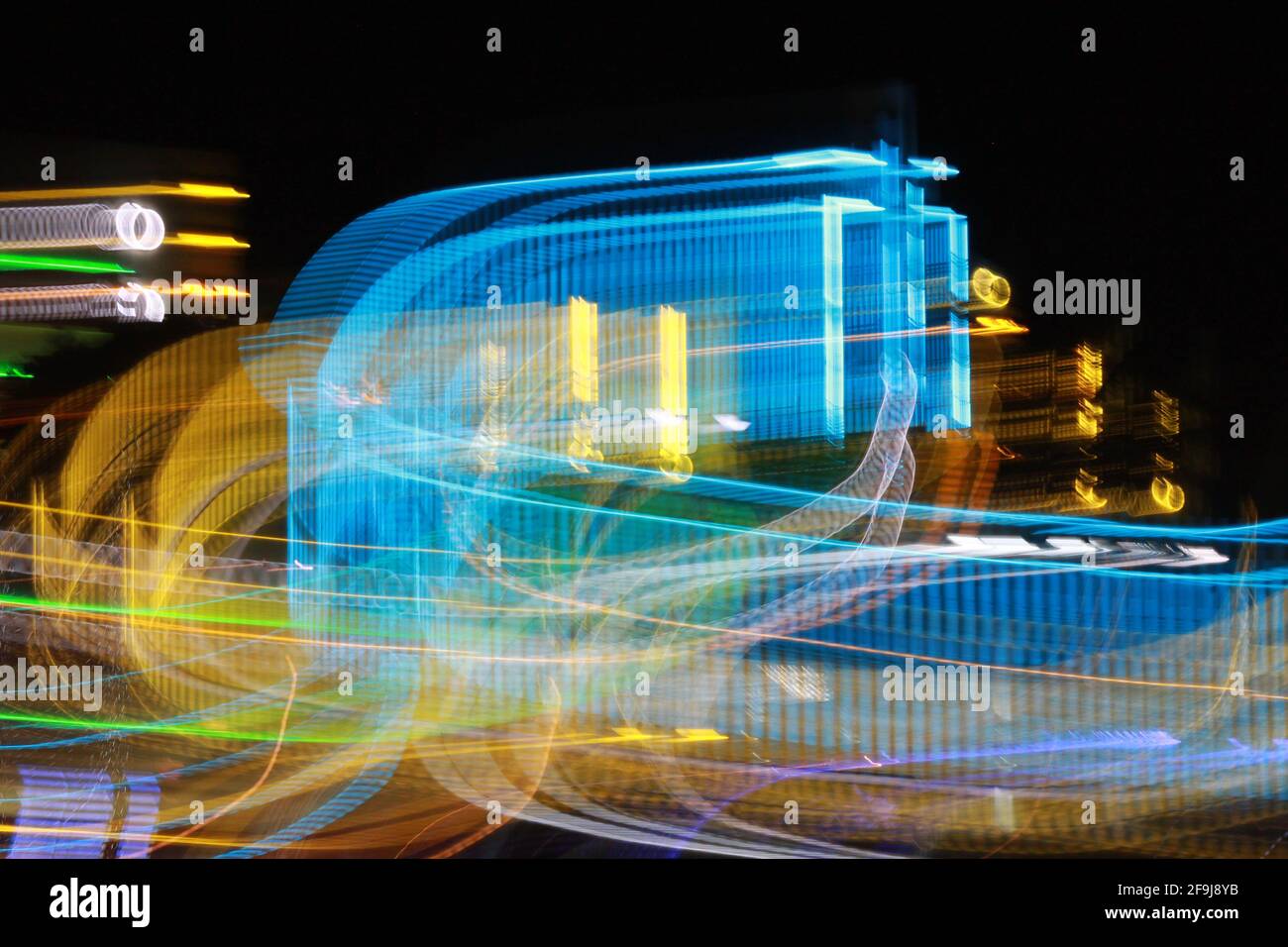 Long exposure light painting of neon lights Stock Photo - Alamy