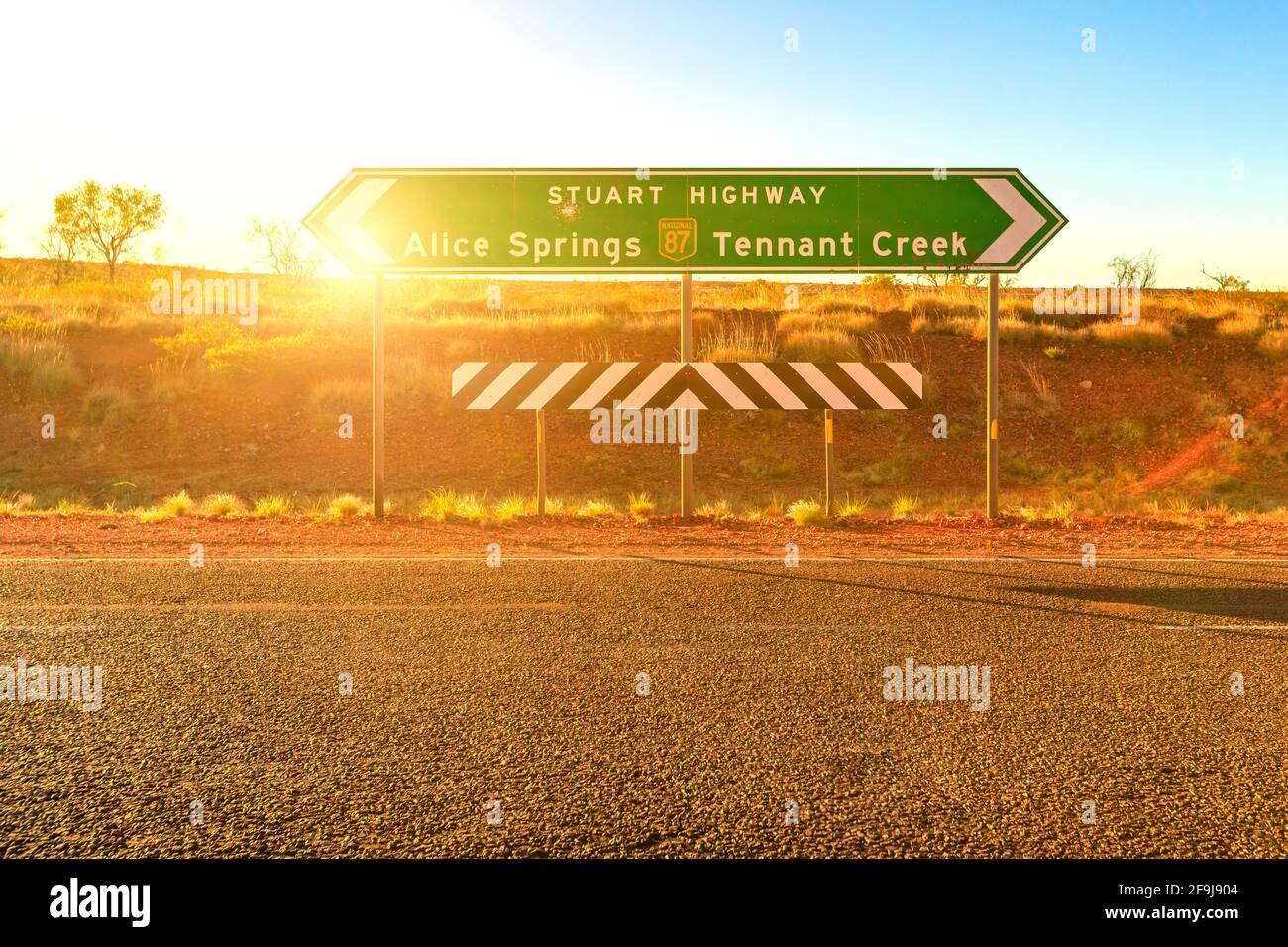 Northern Territory, Australia Outback. Stuart Highway signboard ...