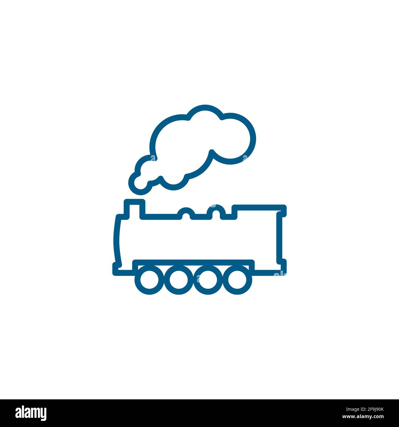 Steam Locomotive Train Line Blue Icon On White Background. Blue Flat ...