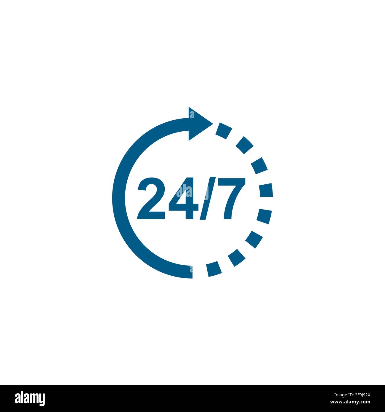 Support 24-7 Blue Icon On White Background. Blue Flat Style Vector ...