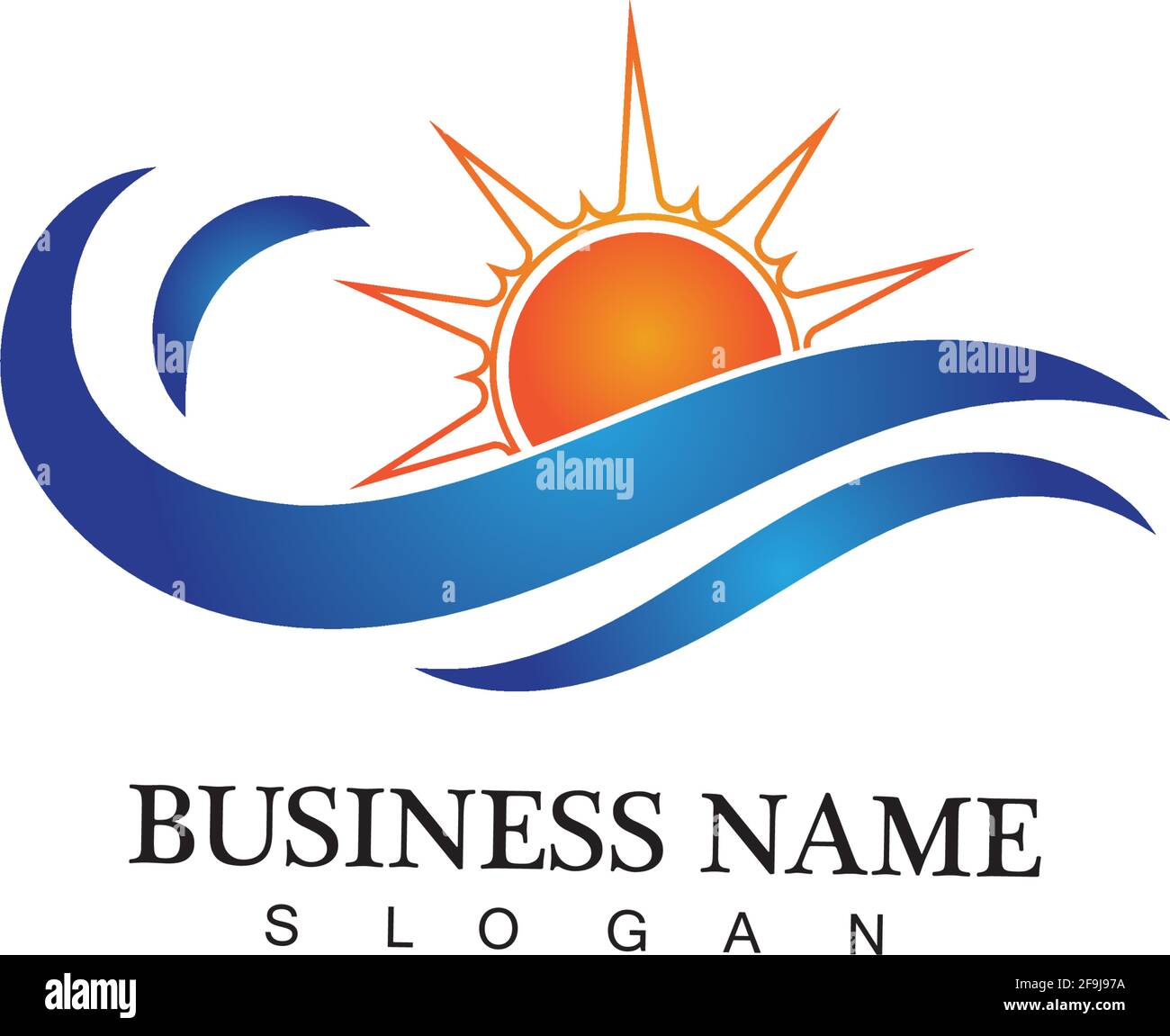 Water wave and sun icon vector illustration design logo Stock Vector ...