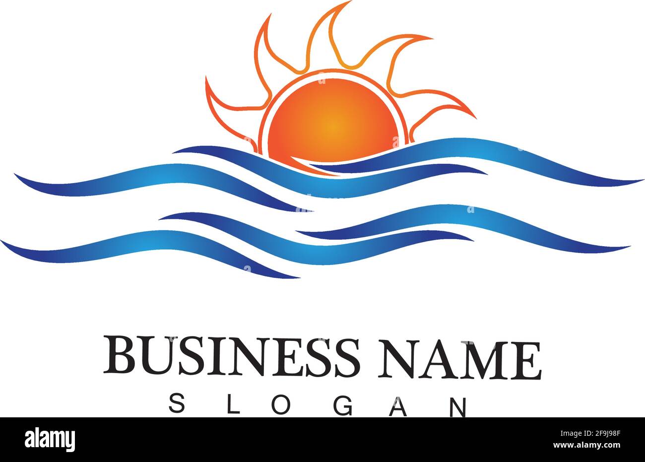 Water wave and sun icon vector illustration design logo Stock Vector ...
