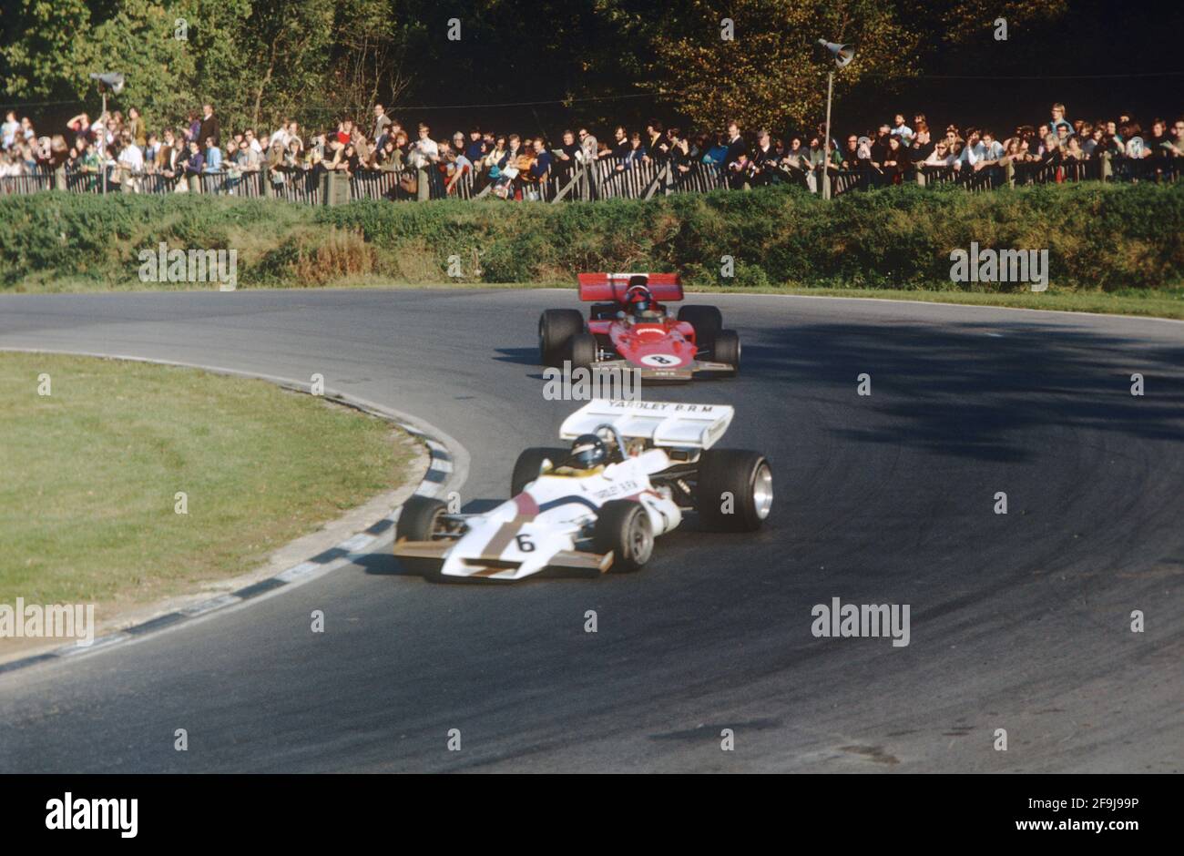 Race winner Peter Gethin in the BRM P160 leads Emerson Fittipaldi's ...