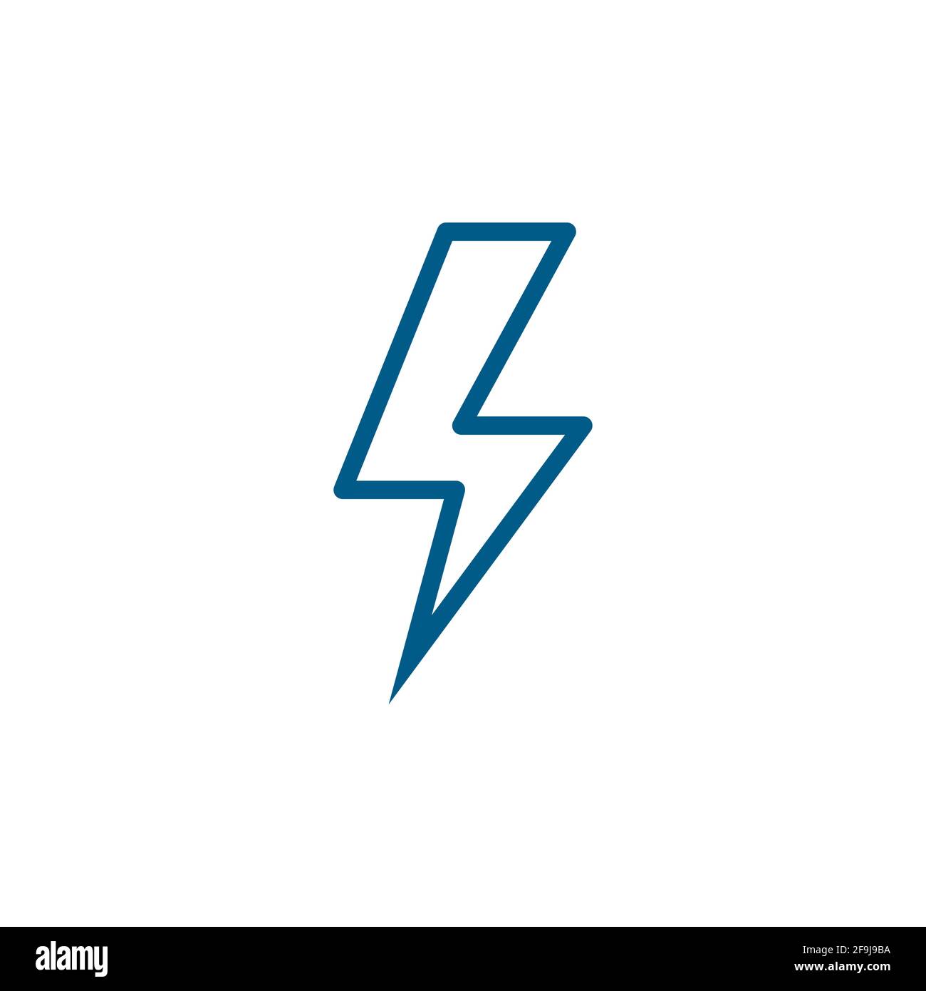 Thunderbolt Line Blue Icon On White Background. Blue Flat Style Vector ...