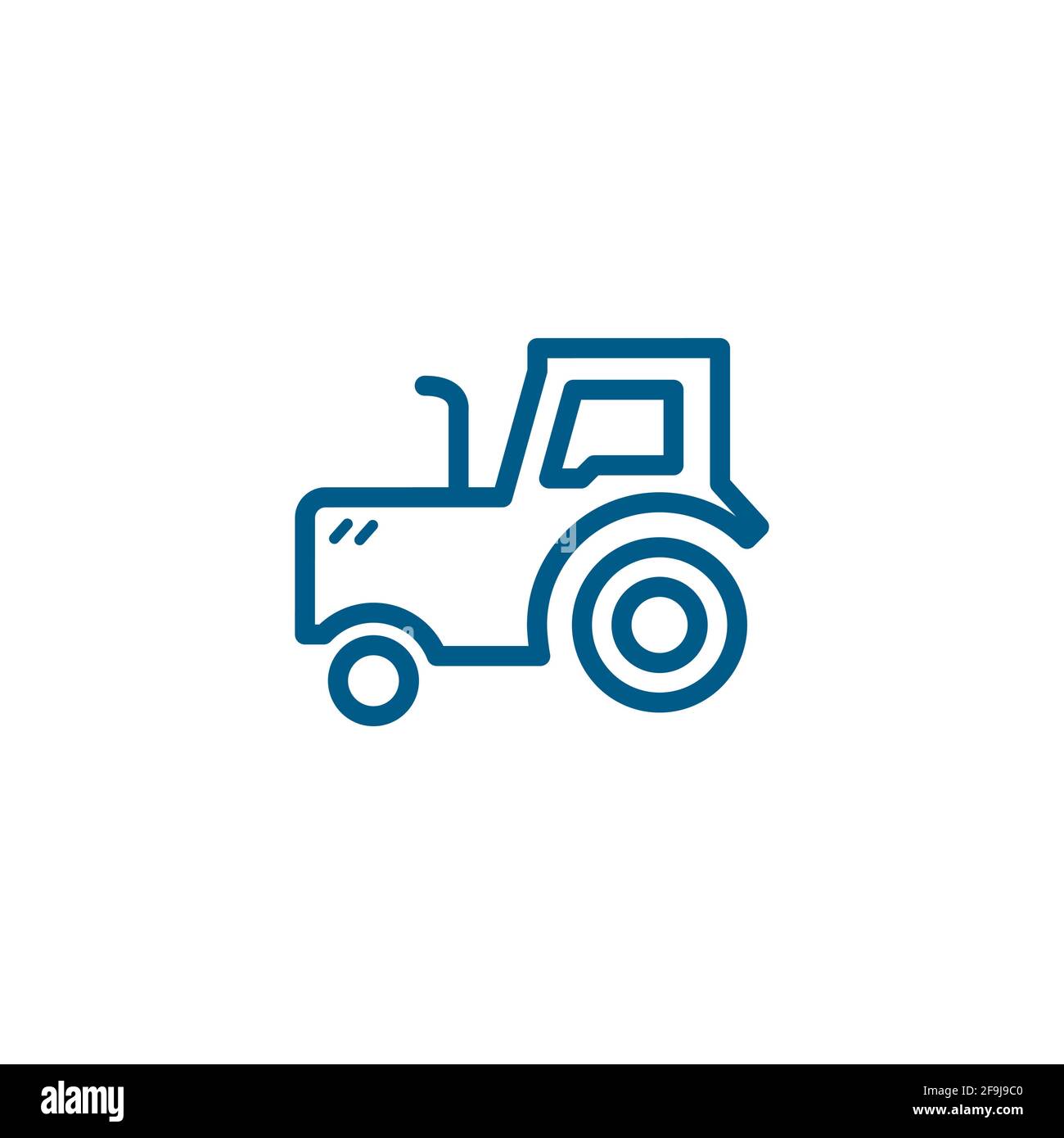 Tractor Line Blue Icon On White Background. Blue Flat Style Vector ...
