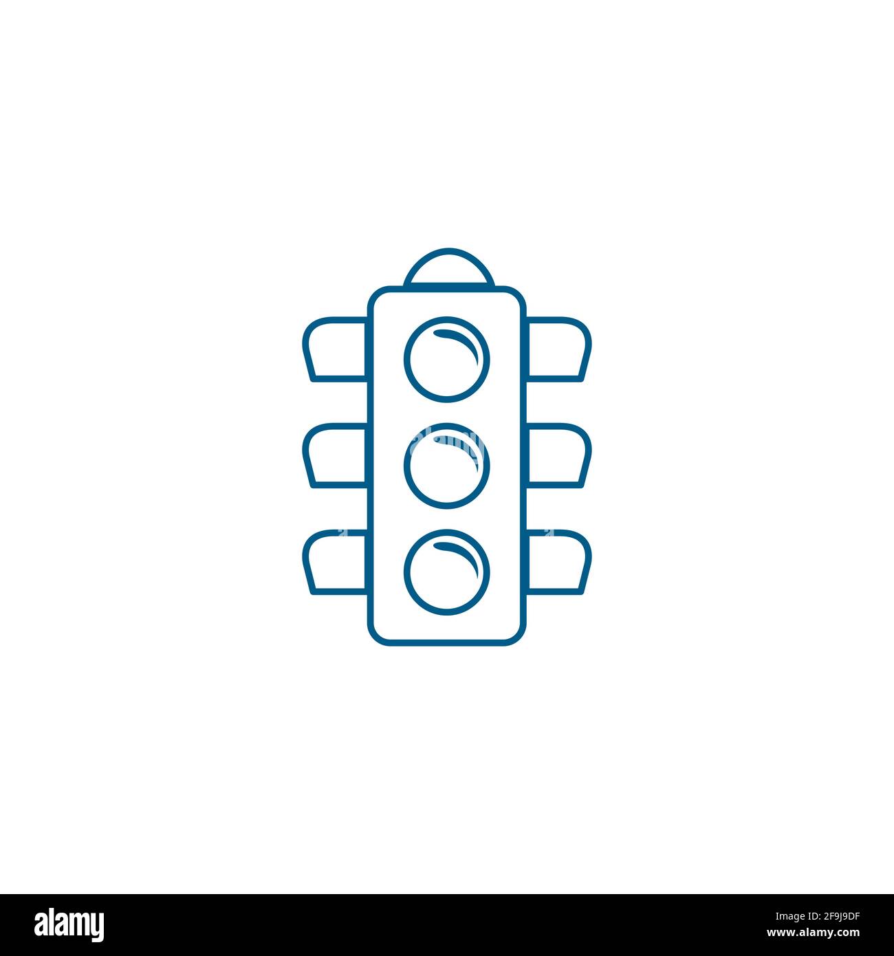 Traffic Light Signal Line Blue Icon On White Background. Blue Flat ...
