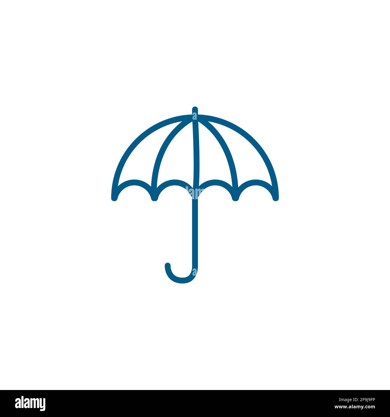 Umbrella Line Blue Icon On White Background. Blue Flat Style Vector ...
