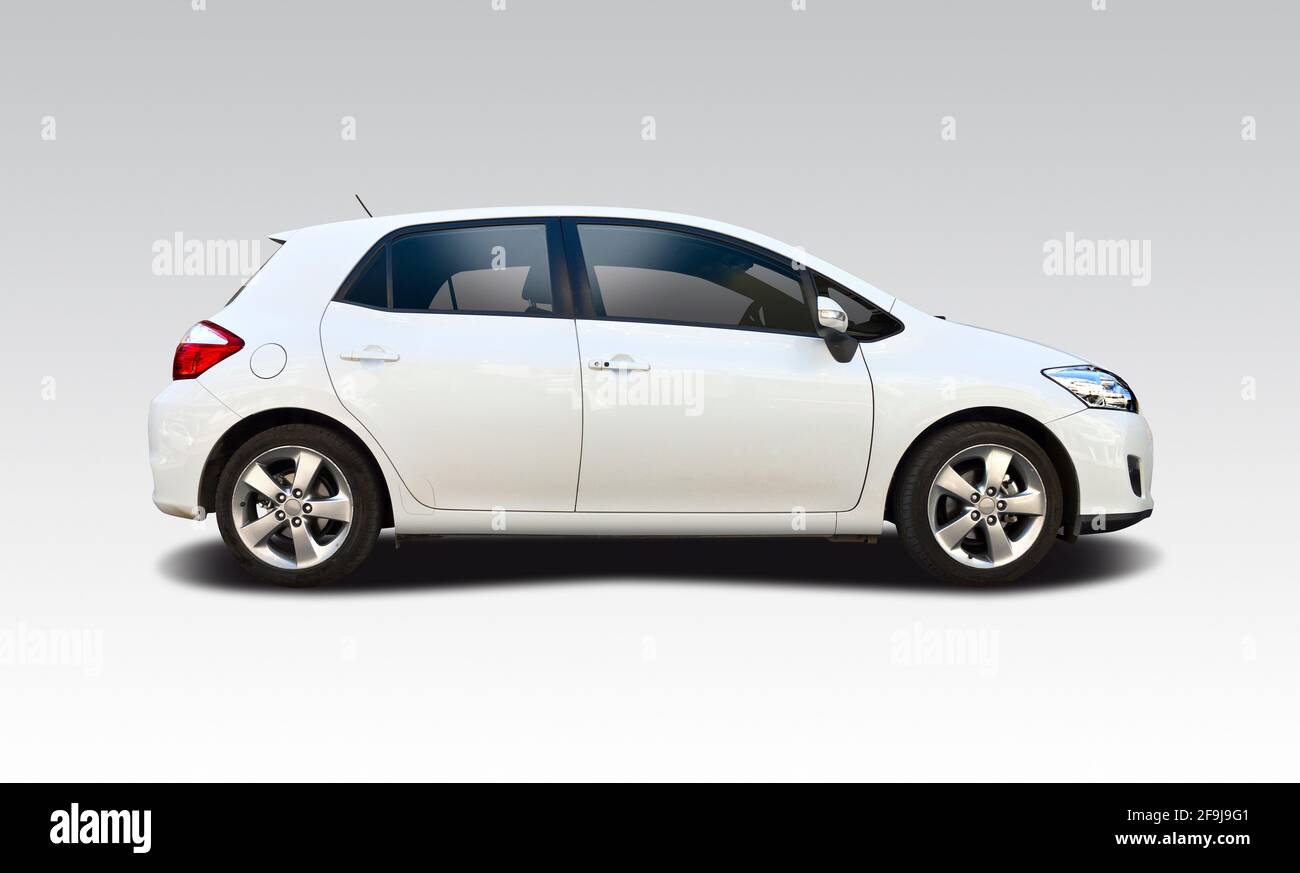 White Toyota Auris side view isolated on white background Stock Photo ...