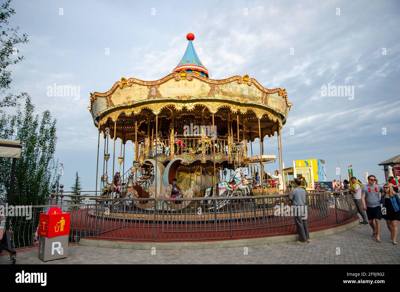 Carousel on Tibidabo amusement park, Barcelona, Spain Stock Photo - Alamy