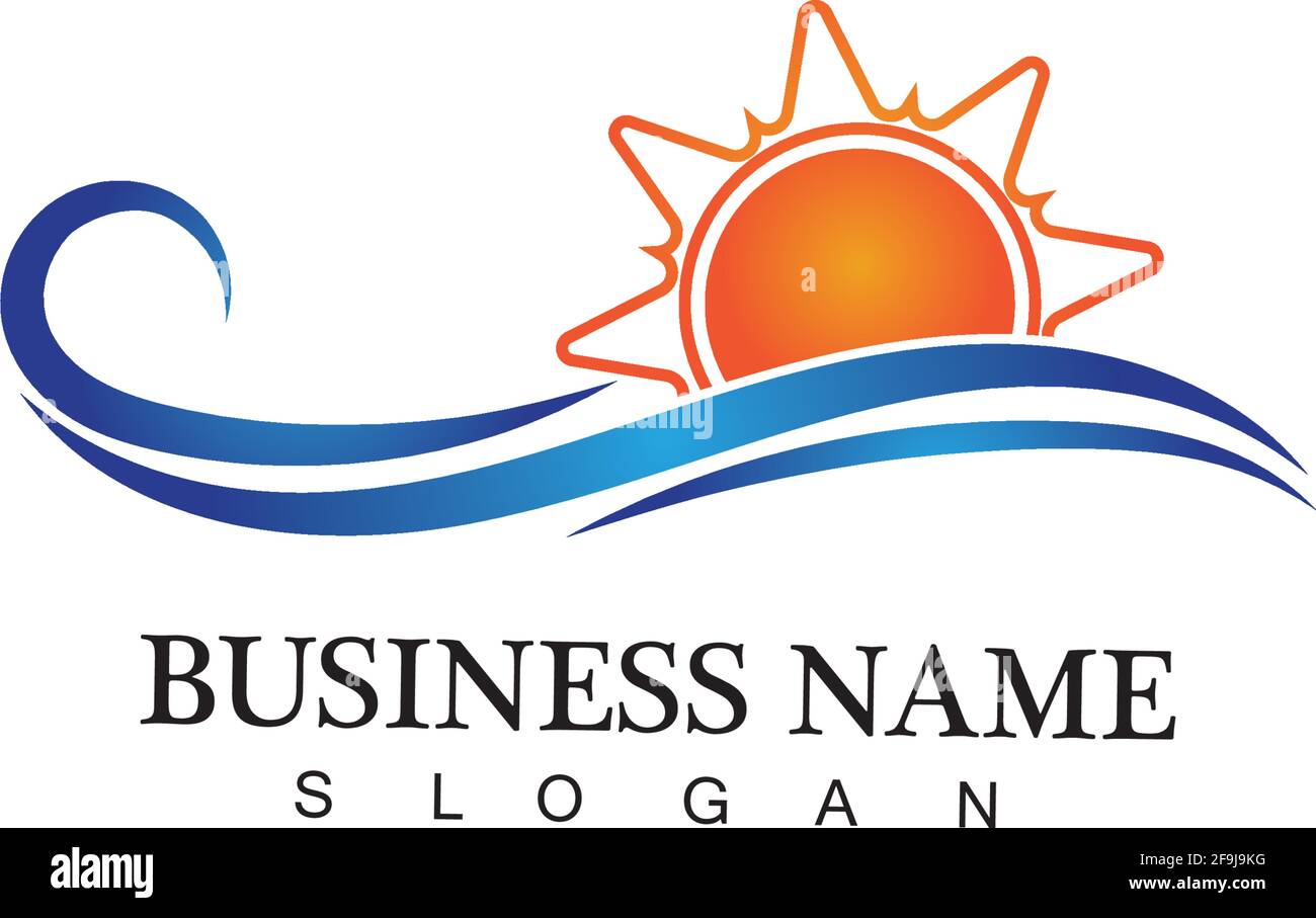 Water wave and sun icon vector illustration design logo Stock Vector ...