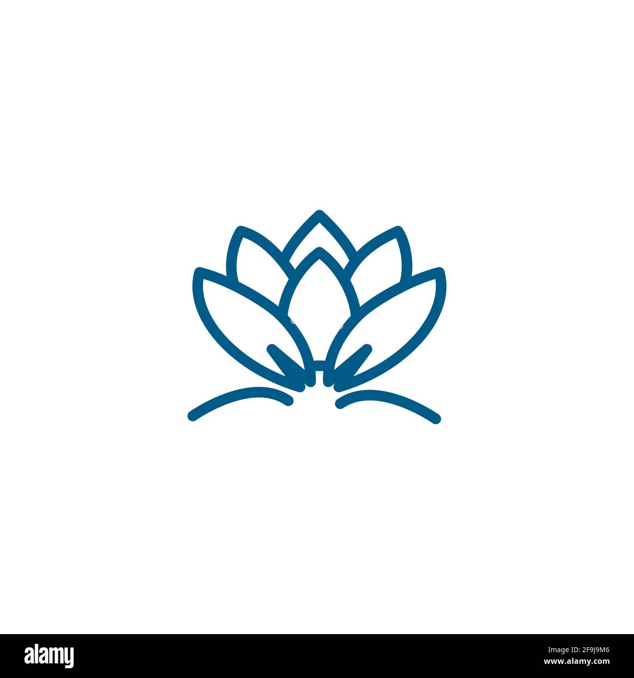 Water Lily Line Blue Icon On White Background. Blue Flat Style Vector ...