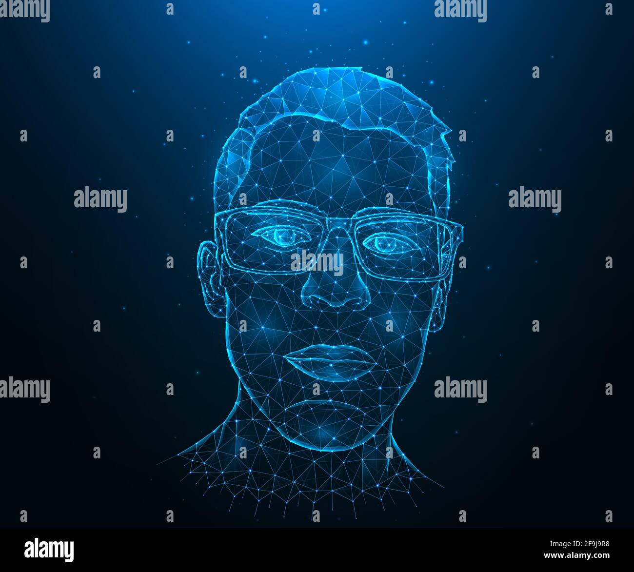 Portrait of a young guy with glasses. Cyber human Stock Vector Image ...