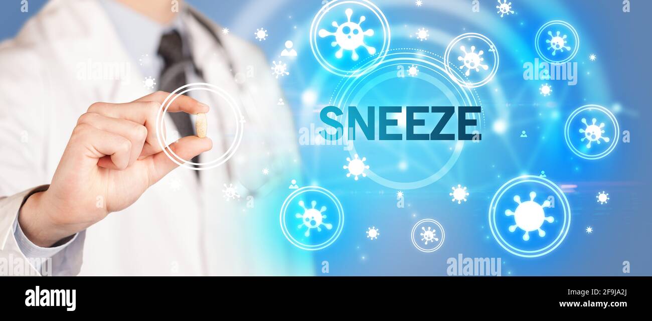 Doctor giving pill, virus concept Stock Photo - Alamy