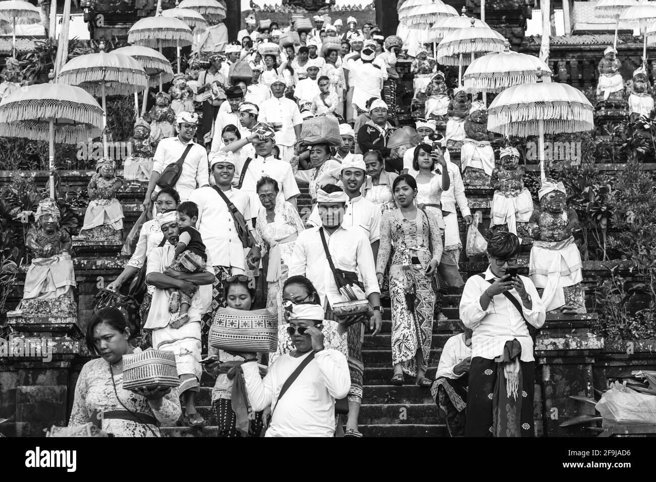 Balinese Hindu People At The Batara Turun Kabeh Ceremony, Besakih ...