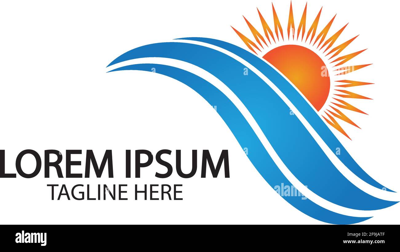 Water wave and sun icon vector illustration design logo Stock Vector ...