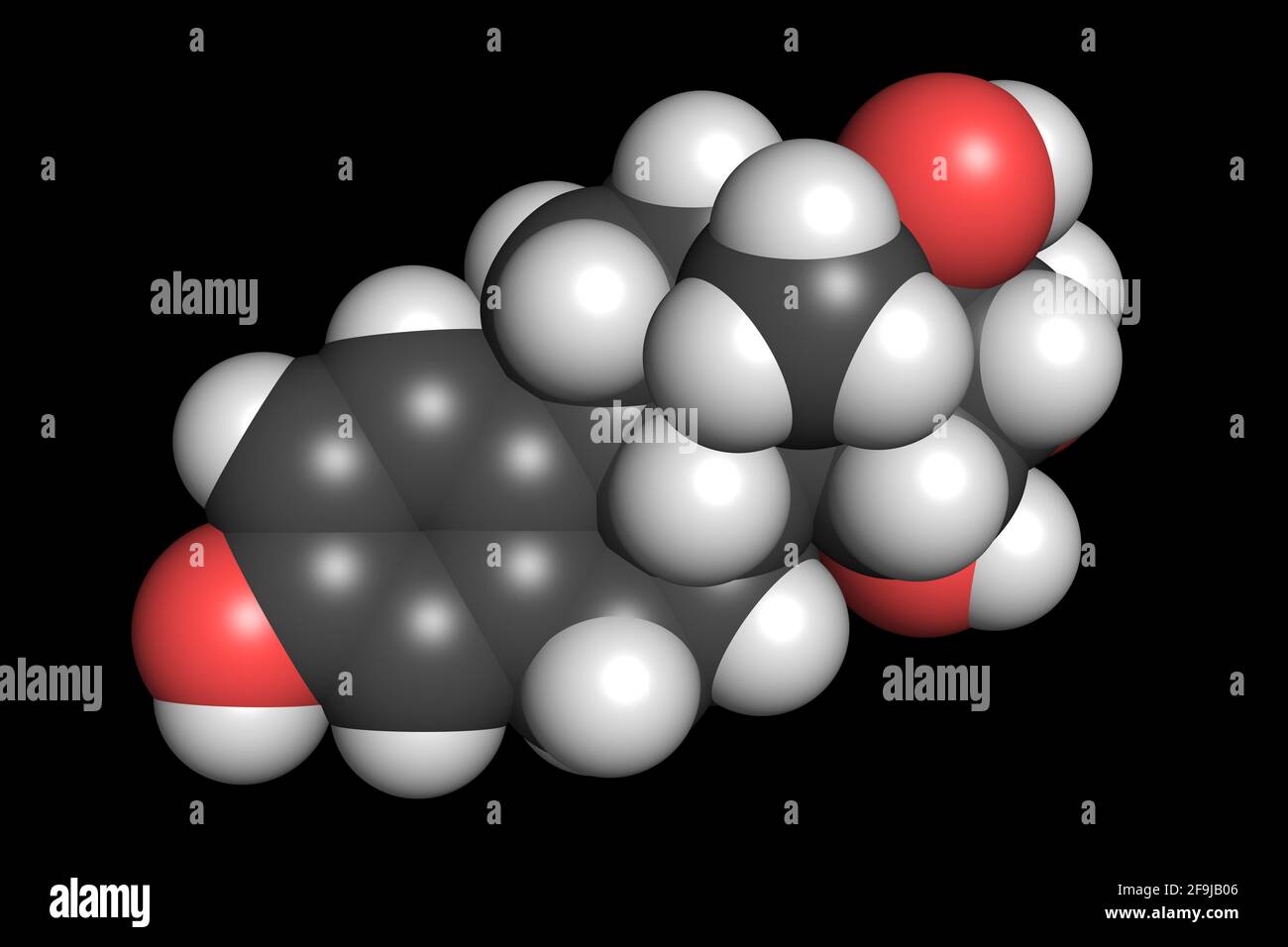 Estetrol estrogen hormone medication molecule 3D render chemical ...