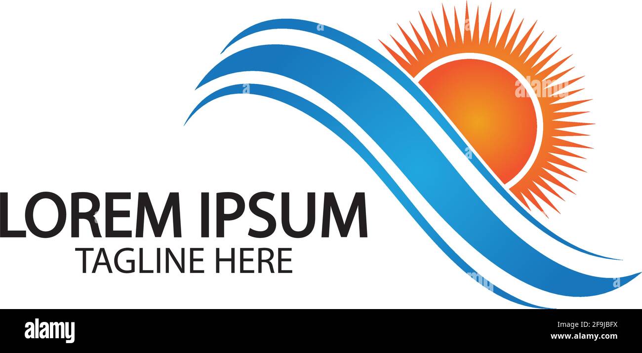 Water wave and sun icon vector illustration design logo Stock Vector ...