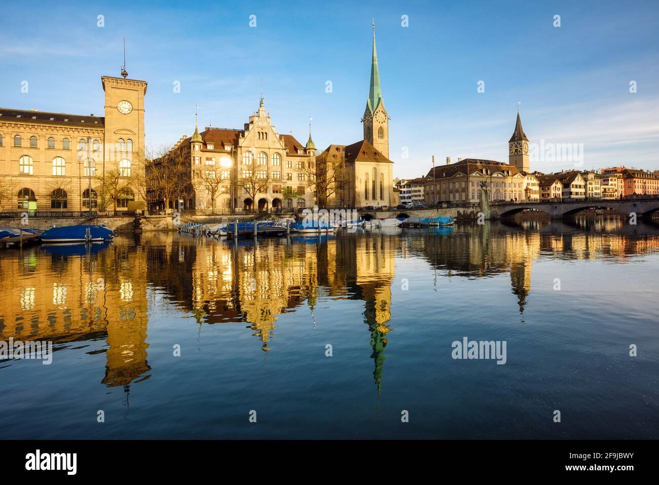 Zurich city's historical Old town center with the Town Hall ...