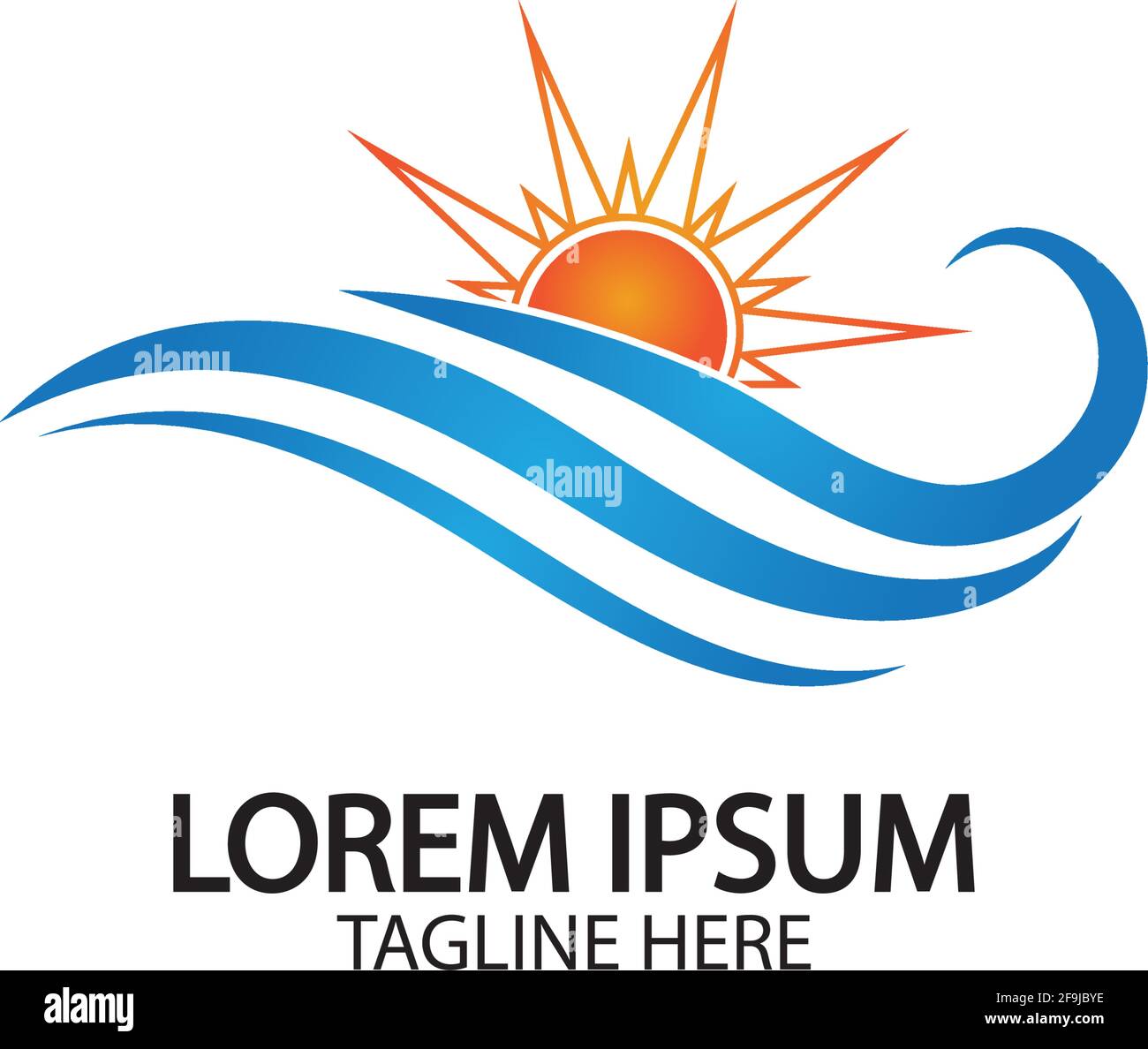 Water wave and sun icon vector illustration design logo Stock Vector ...