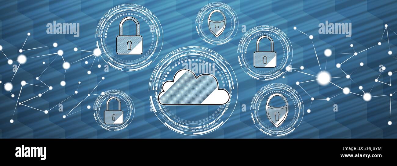 Illustration of a cloud security concept Stock Photo - Alamy