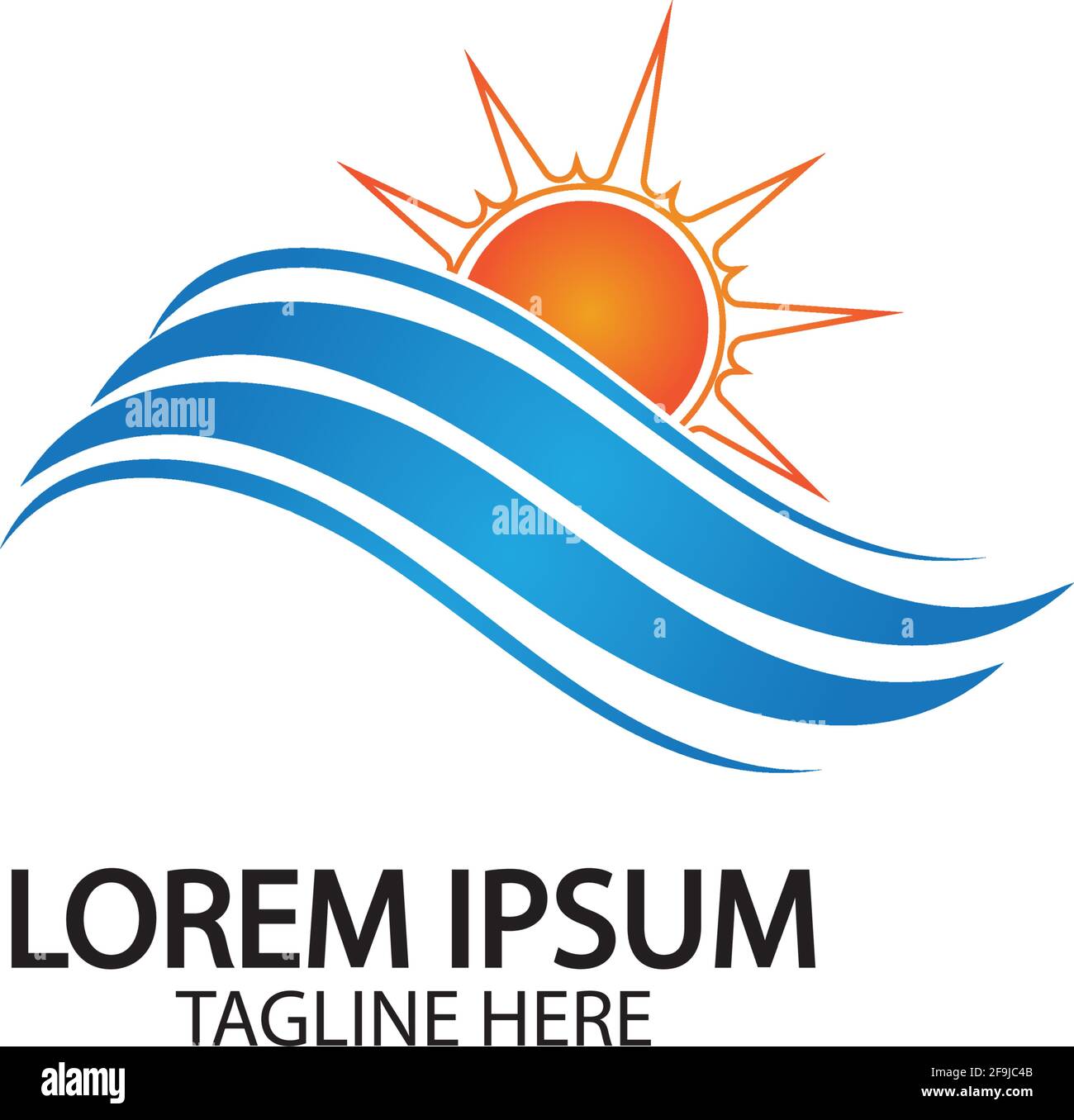 Water wave and sun icon vector illustration design logo Stock Vector ...